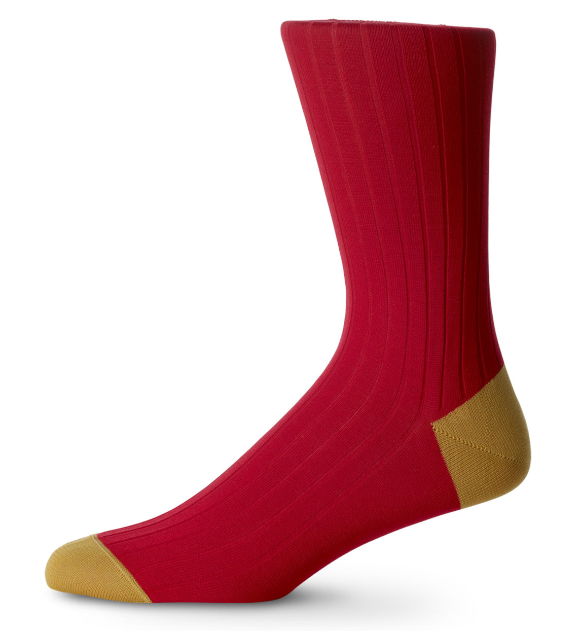 English Cotton Lisle Socks Bright Red & Gold - Dalvey