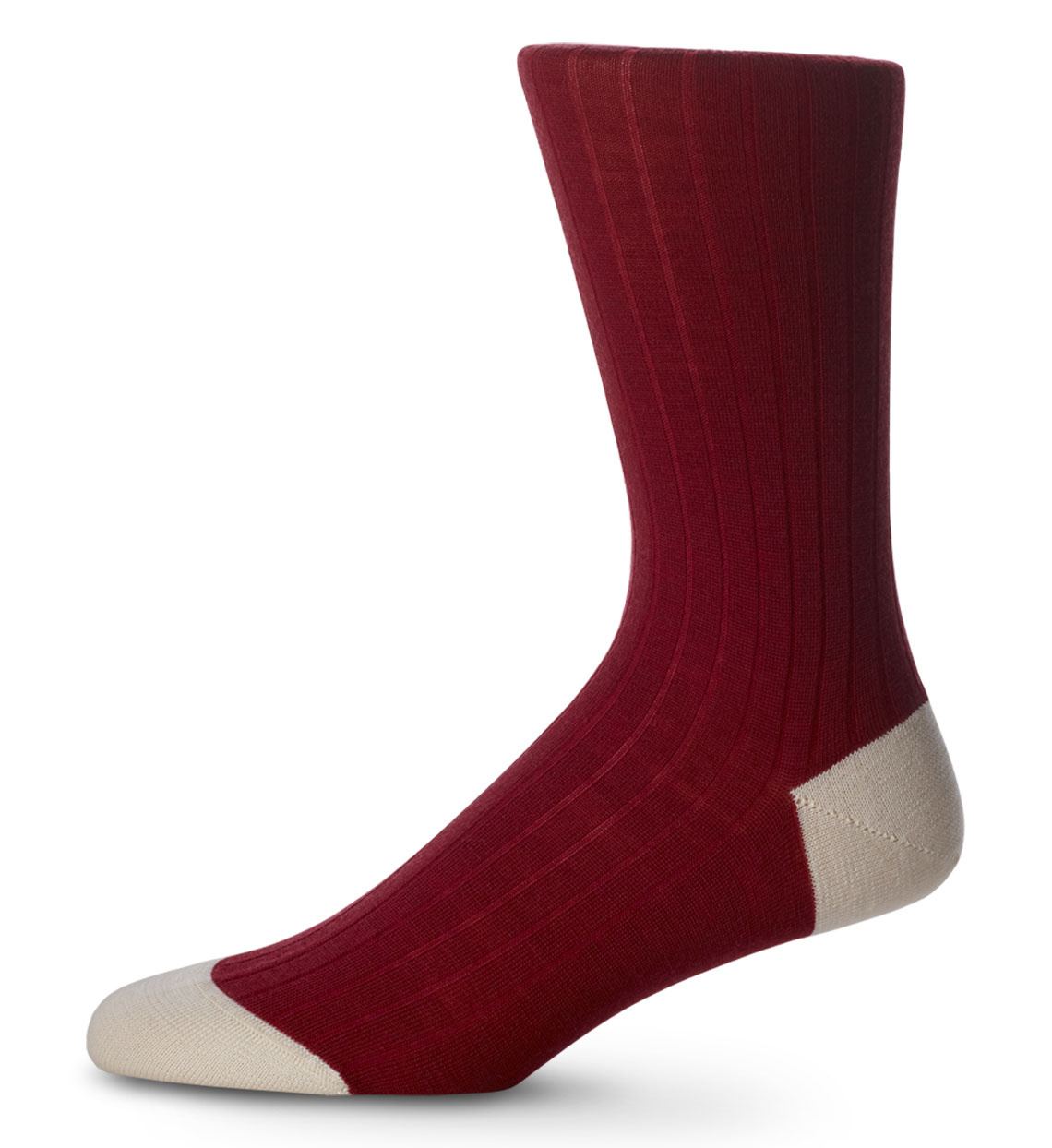 English Merino Wool Socks Burgundy & Cream - Dalvey