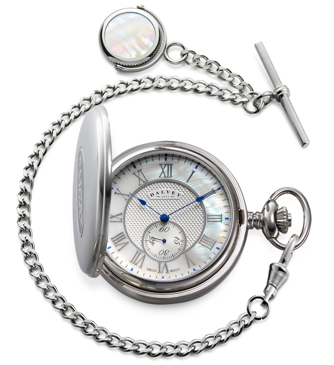 Full Hunter Watch & Albert Chain Mother Of Pearl - Dalvey